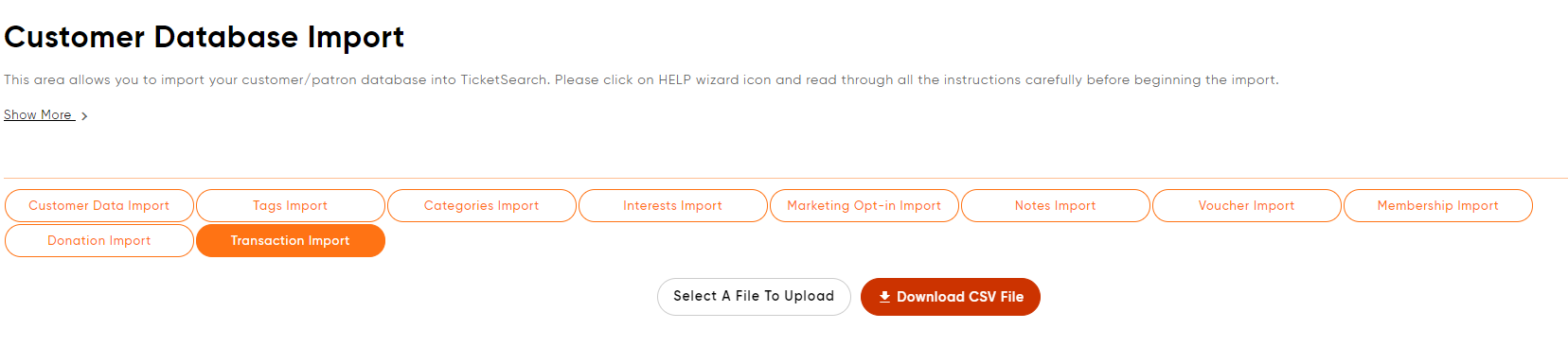 Transaction import – TicketSearch