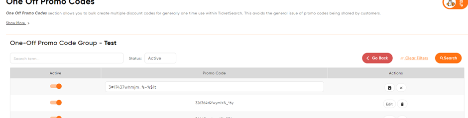 One Off Promo Codes – TicketSearch