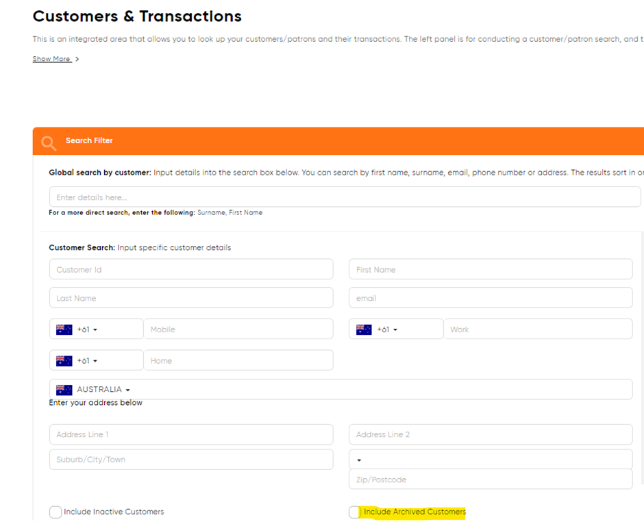 Archiving Events and Customers – TicketSearch